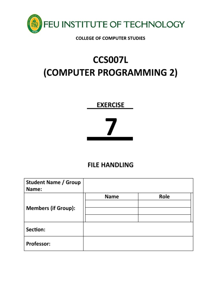 CCS0007 - Laboratory Exercise 7 | PDF