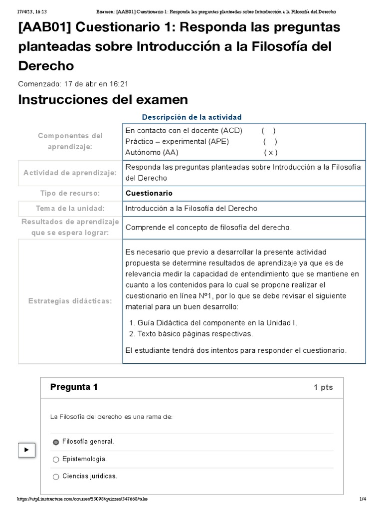 Examen - (AAB01) Cuestionario 1 - Responda Las Preguntas Planteadas Sobre Introducción A La ...