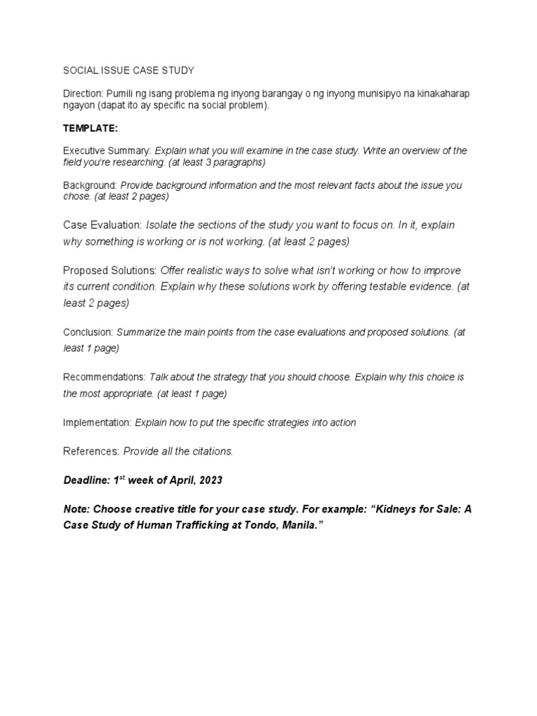 Case Study Template Pdf