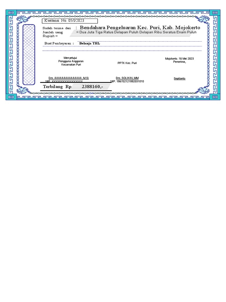 Kuitansi Kwitansi CONTOH | PDF