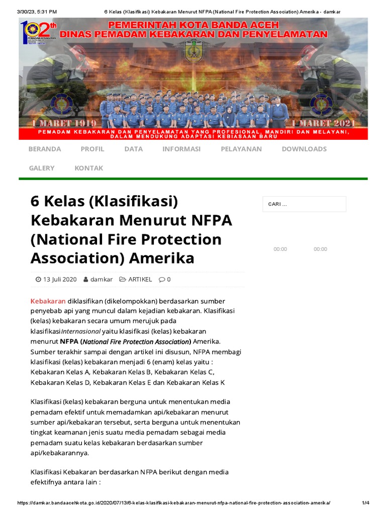 6 Kelas (Klasifikasi) Kebakaran Menurut NFPA (National Fire Protection ...