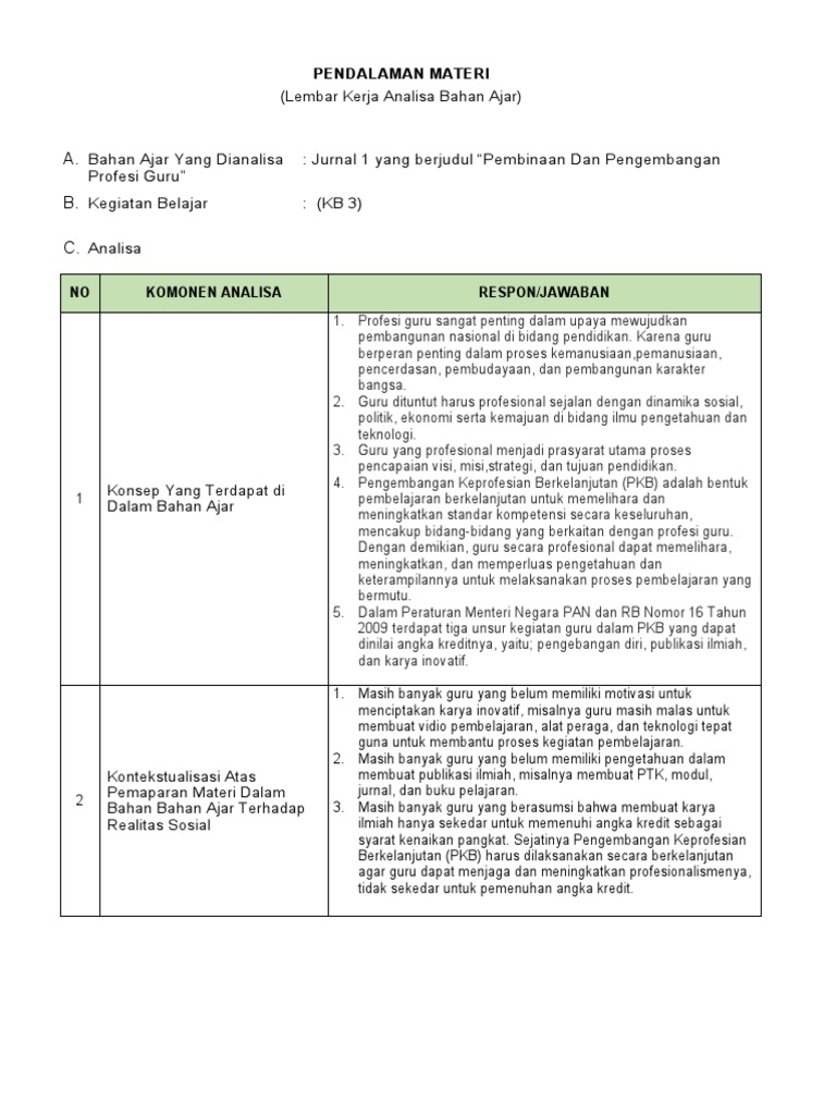 Analisa Materi KB 3 | PDF