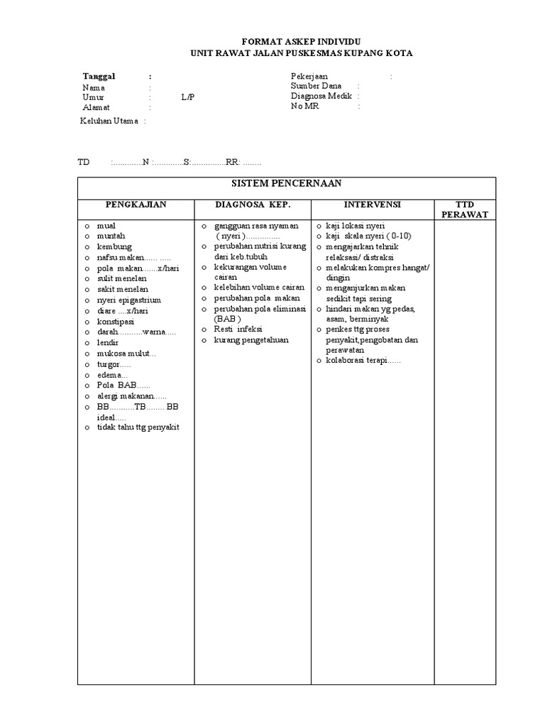 Format Askep Individu Yang Jadi 2 | PDF | Kesehatan Holistik