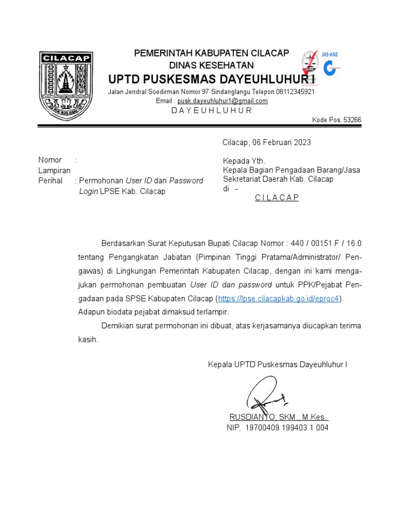 FORM PERMOHONAN Akun PPK Atau PP | PDF