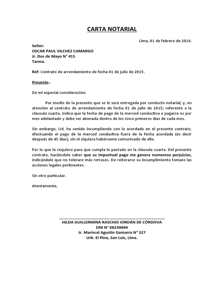 7R - CARTA NOTARIAL 004 | PDF