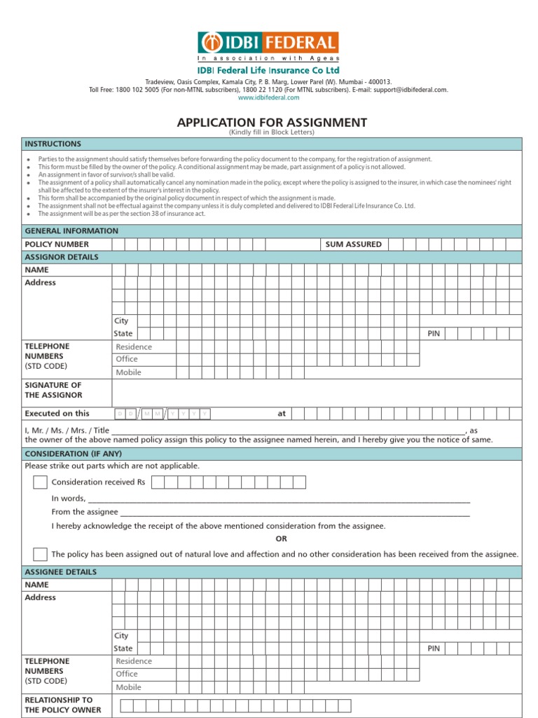 Life Insurance Assignment Application | PDF | Business | Law