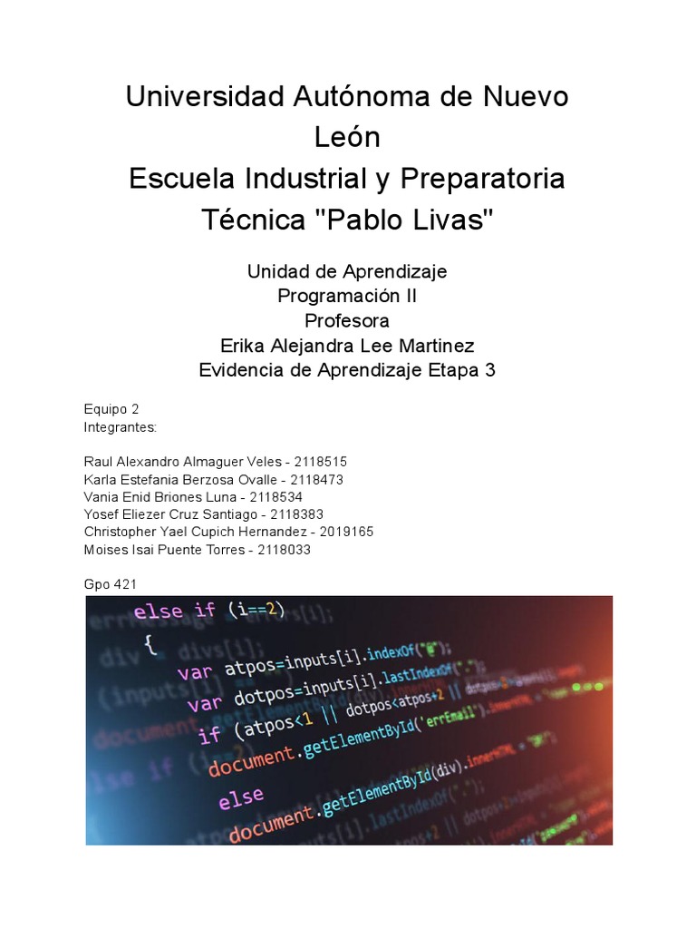 EV3 PrograII E2 | PDF | Ingeniería Informática | Representación del ...