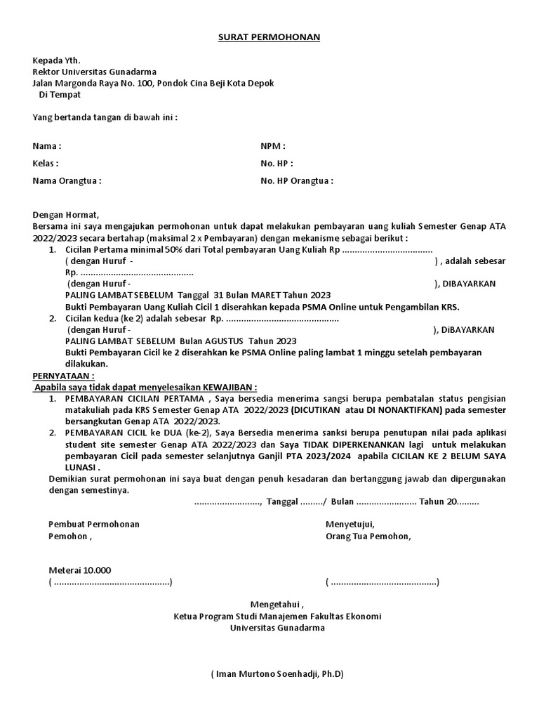 ata-2022-2023-form-surat-permohonan-cicilan | PDF