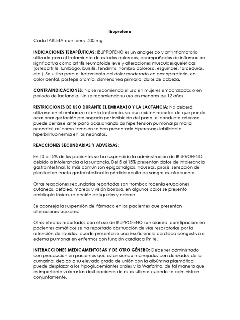 Ibuprofeno | PDF | Especialidades Medicas | Enfermedades y trastornos