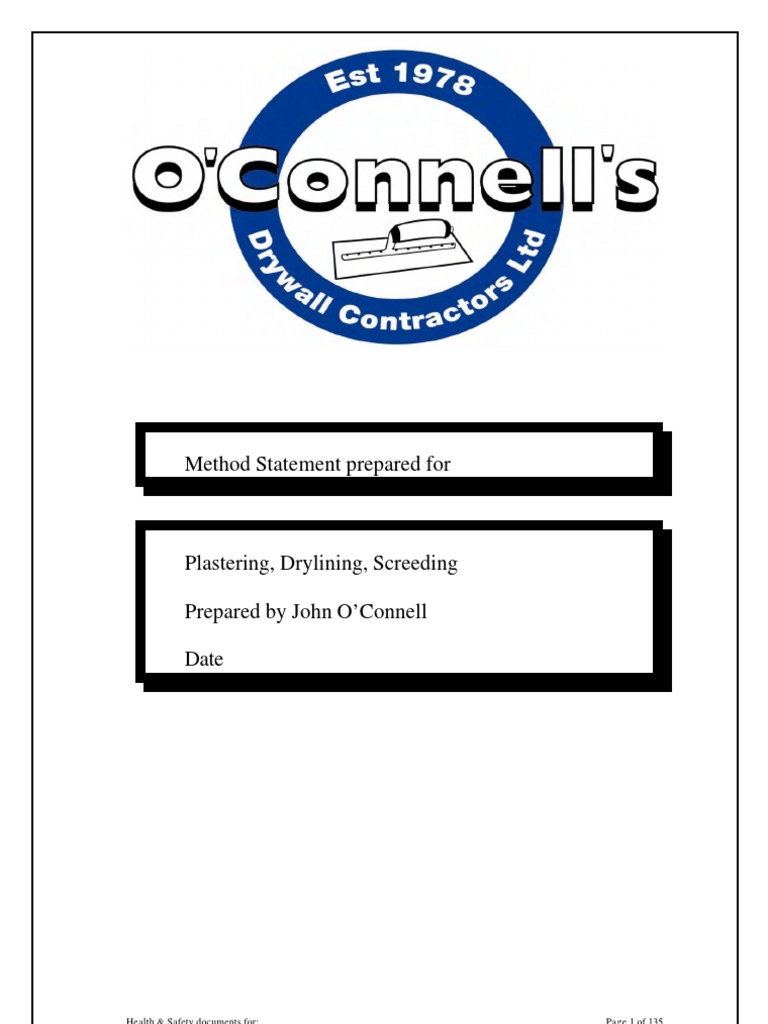 Method Statement Plastering | PDF | Personal Protective Equipment | Occupational Safety And Health