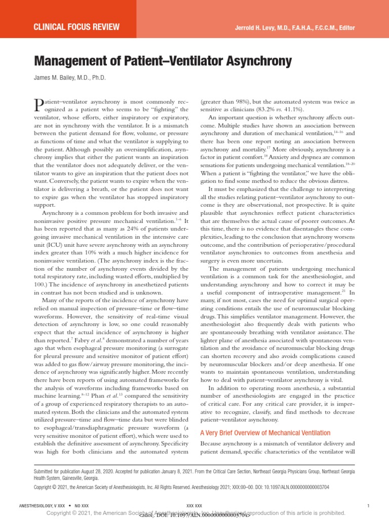 Management of Patient-Ventilator Asynchrony: Clinical Focus Review ...