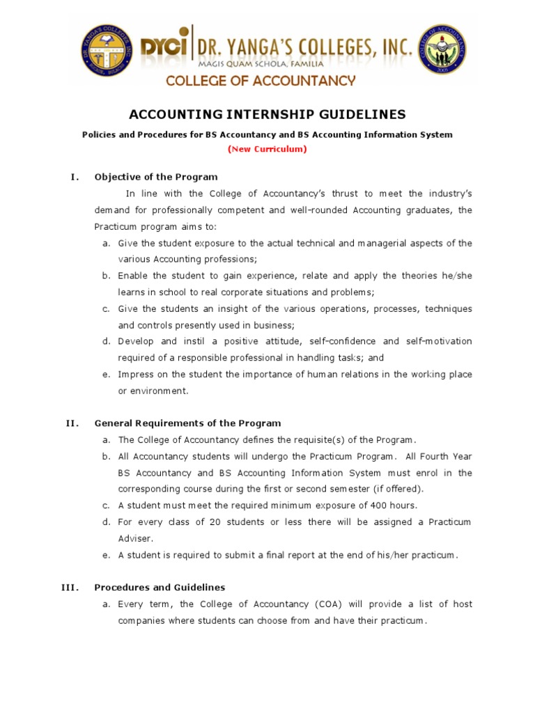 001 - Accounting Internship Guidelines | PDF | Internship | Job Hunting