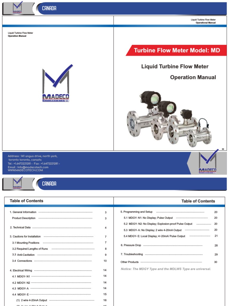 MD Liquid Turbine Flow Meter Manual | PDF | Flow Measurement | Valve