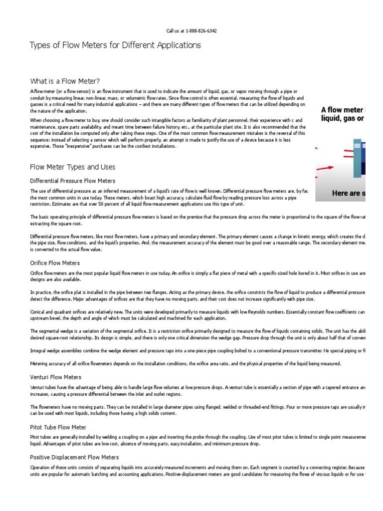 Types of Flow Meters For Different Applications | PDF | Flow ...