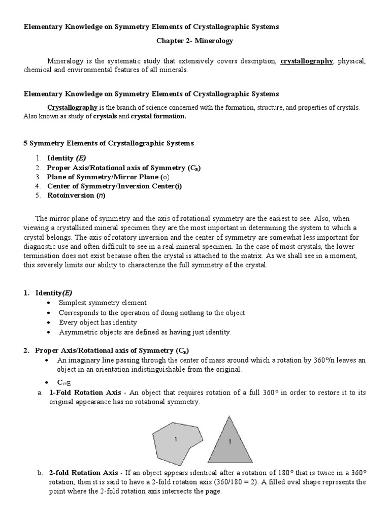 1 Elementary Knowledge On Symmetry Elements of Crystallographic Systems | Download Free PDF ...