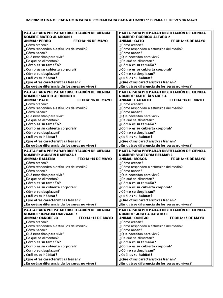 Animales para Disertar | PDF | Animales domesticados | Biología