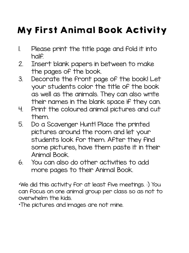 Fun Animal Book Activity Guide | PDF | Language Arts & Discipline