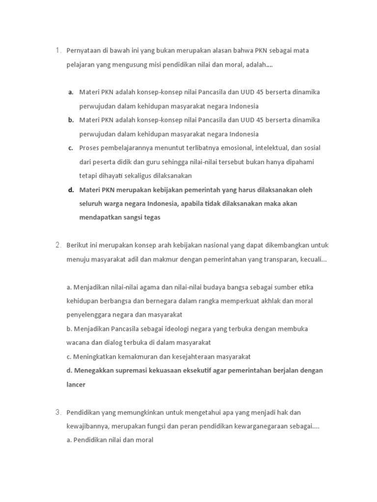 Soal PKN Kel 1 | PDF