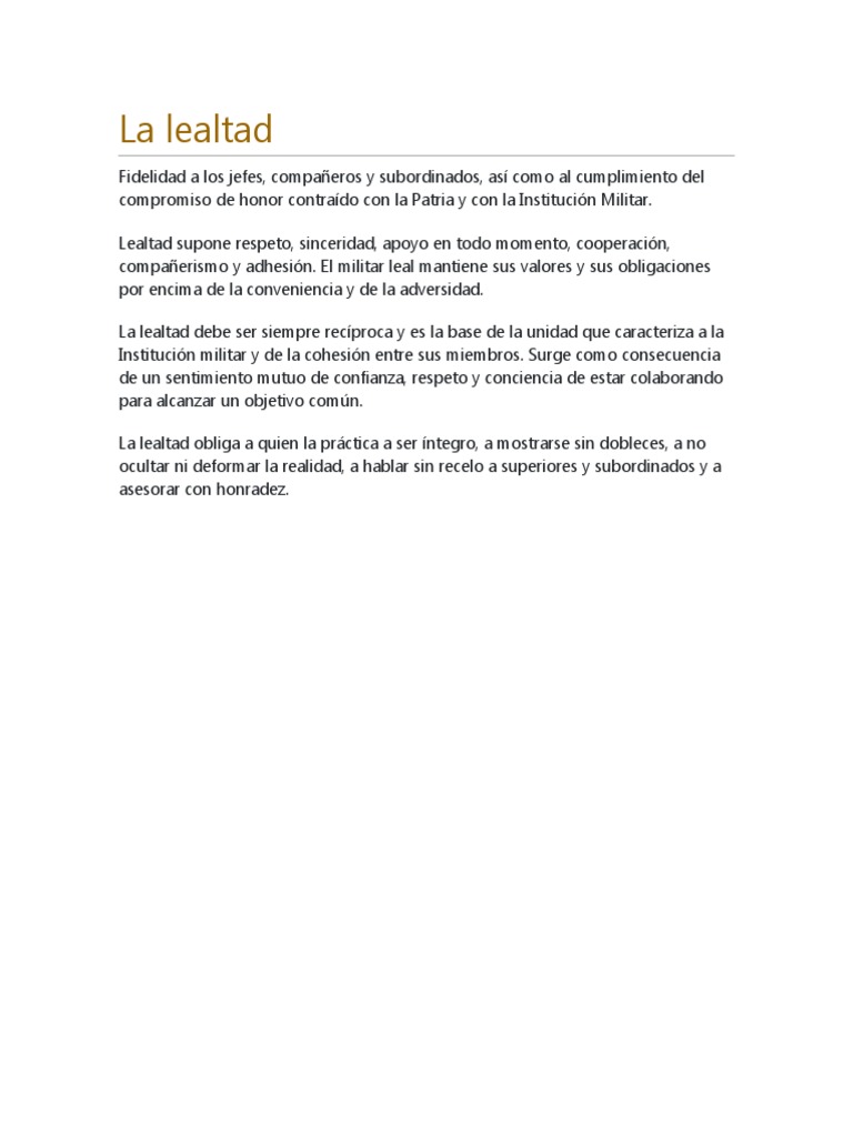 La Lealtad | PDF | Relaciones personales, crianza y desarrollo personal