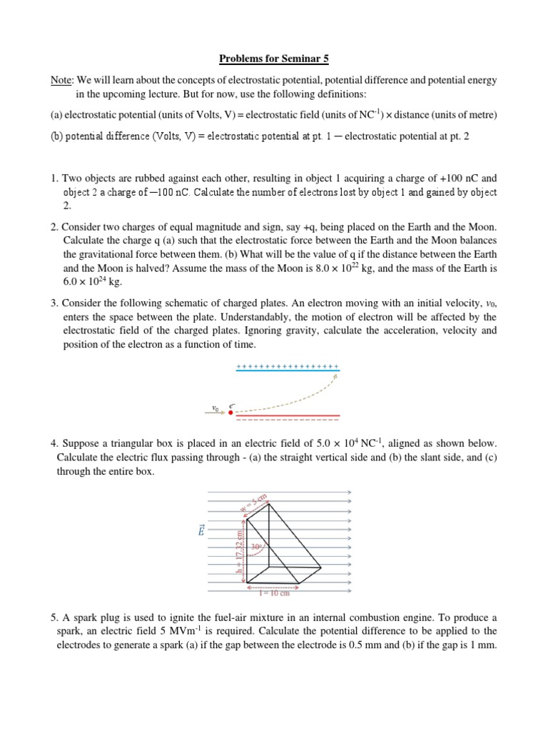 Electrostatics Problems for Seminar 5 | PDF | Potential Energy ...