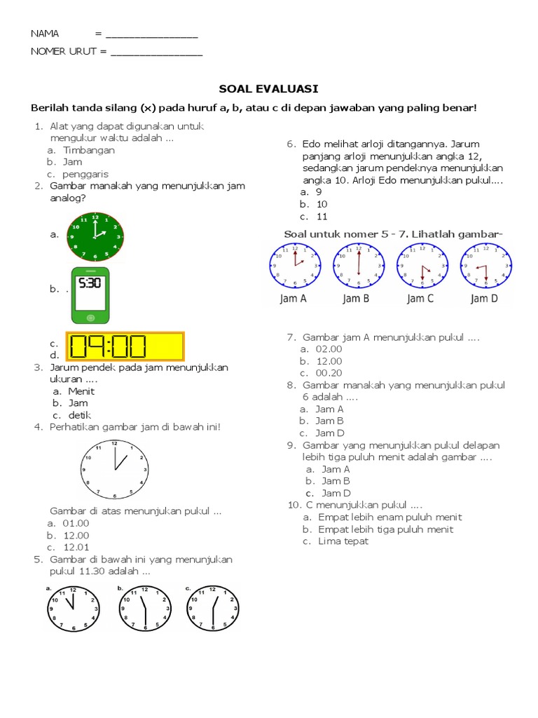 Tugas Individu Evaluasi Soal Jam Analog | PDF