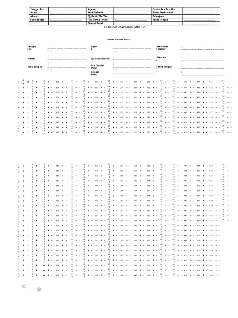 Lembar Jawaban MMPI2 | PDF