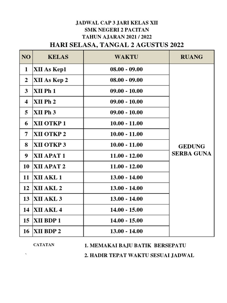 Jadwal Cap 3 Jari Ijazah | PDF Jadwal Cap 3 Jari Ijazah | PDF