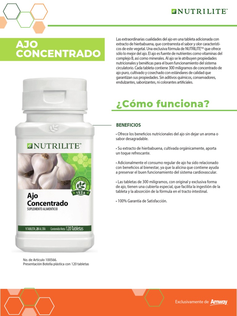 Ajo Concetrado Nutrilite | PDF | Ajo | Nutrición