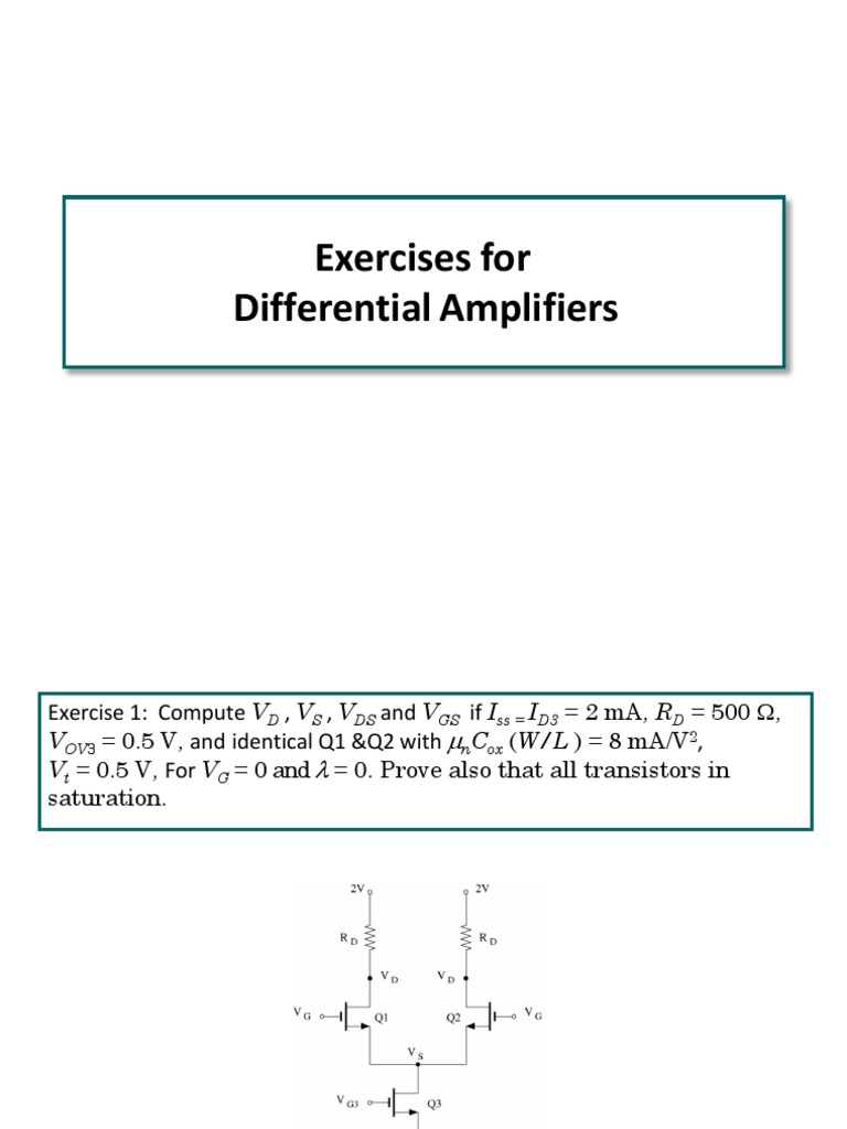 Exercises For Differential Amplifiers | PDF