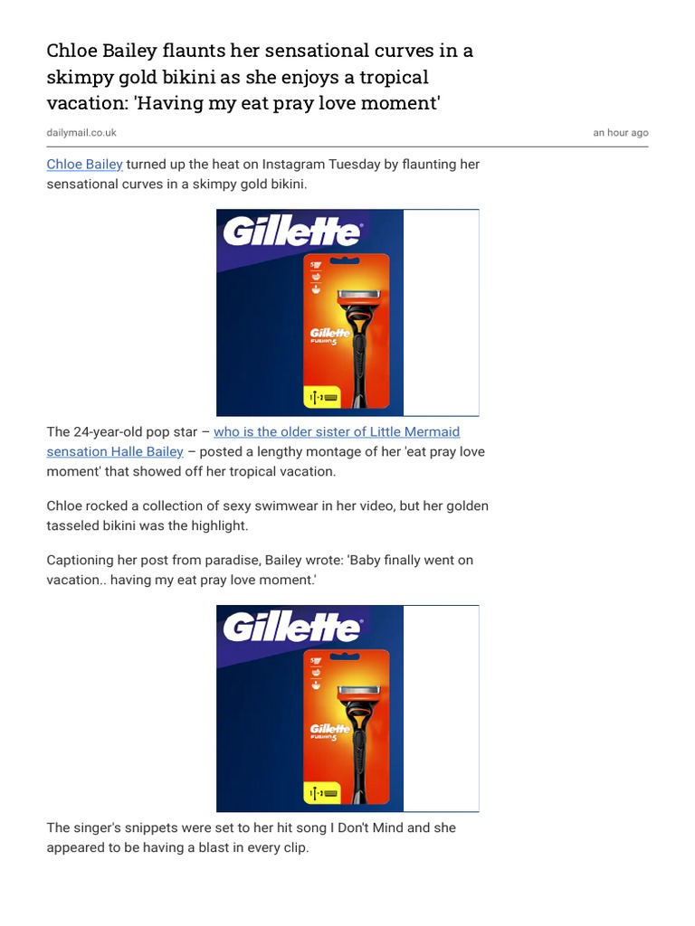 Chloe Bailey Flaunts Her Sensational Curves in A Skimpy Gold Bik | PDF | Bikini