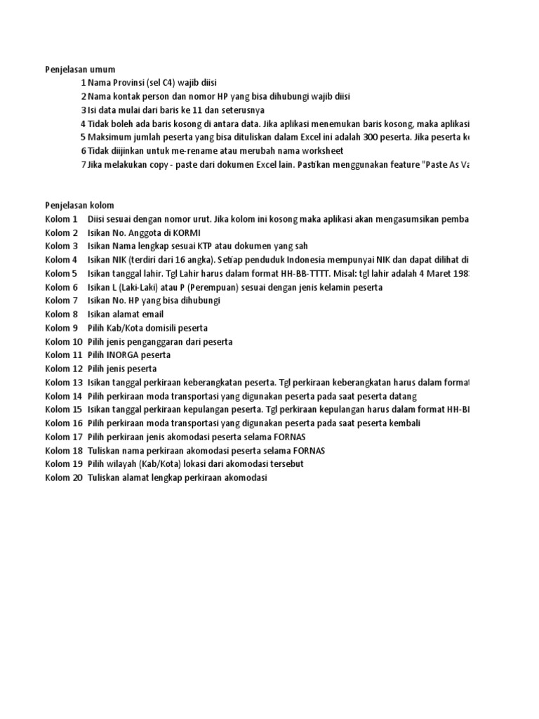 Panduan Pengisian Data Kontingen | PDF
