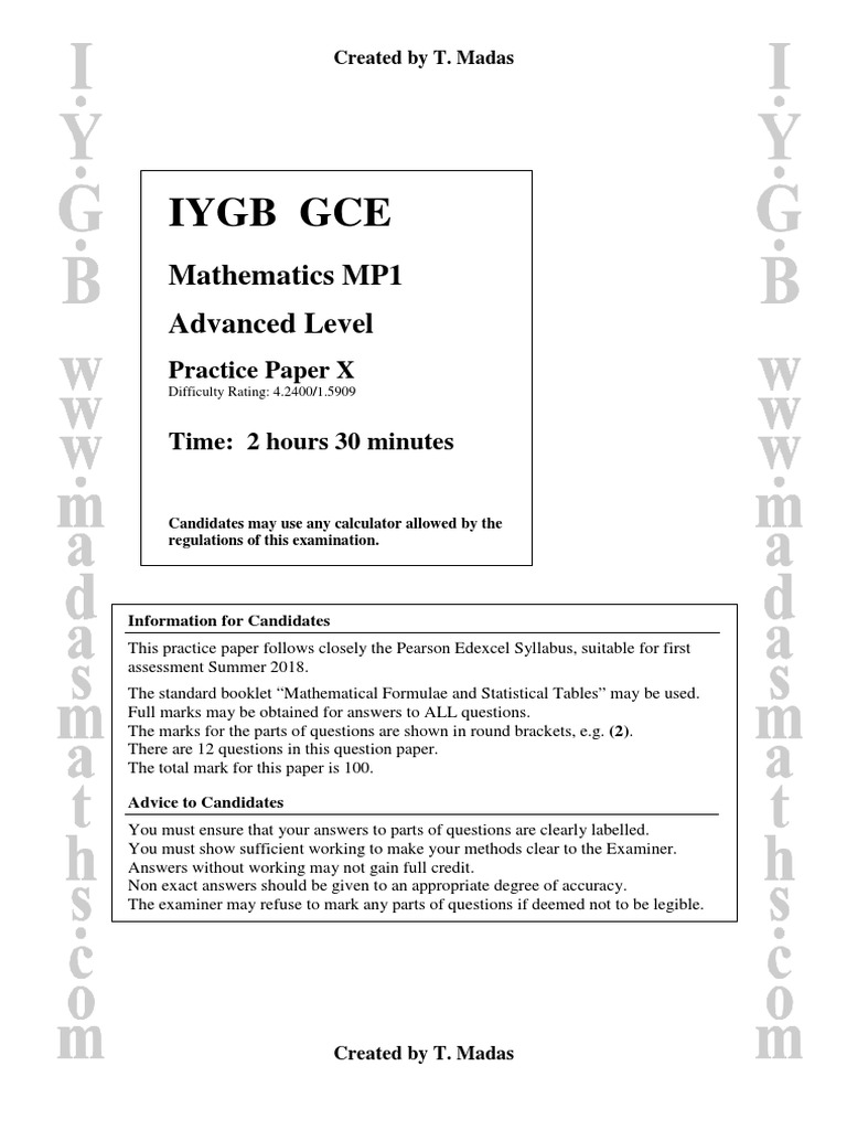 Exam Style Questions A Level Maths | PDF | Equations | Circle