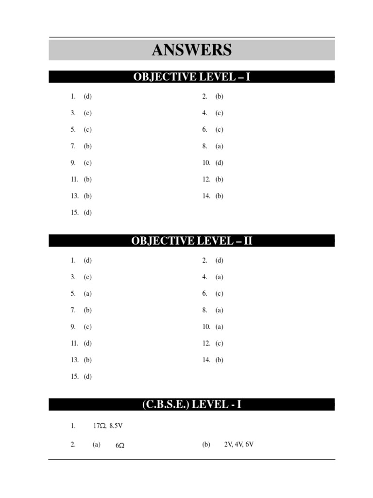 Current Electricity-08 - Answersheet | PDF | Series And Parallel ...