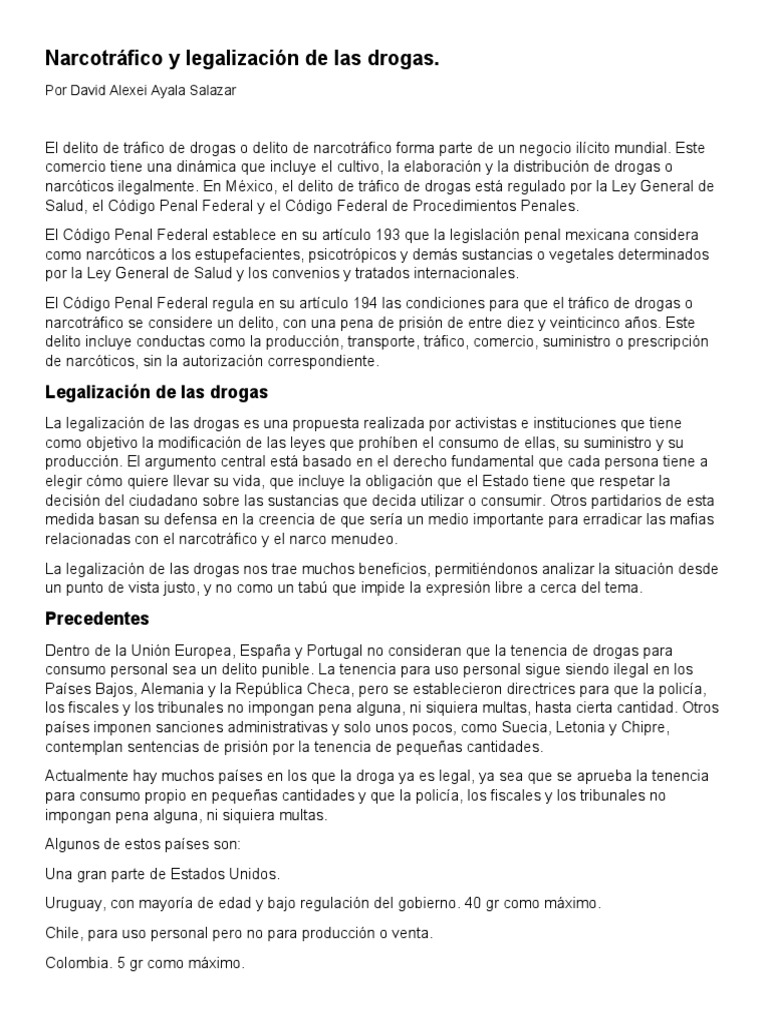 Narcotráfico y Legalización de Las Drogas | PDF | Comercio ilegal de drogas | Drogas