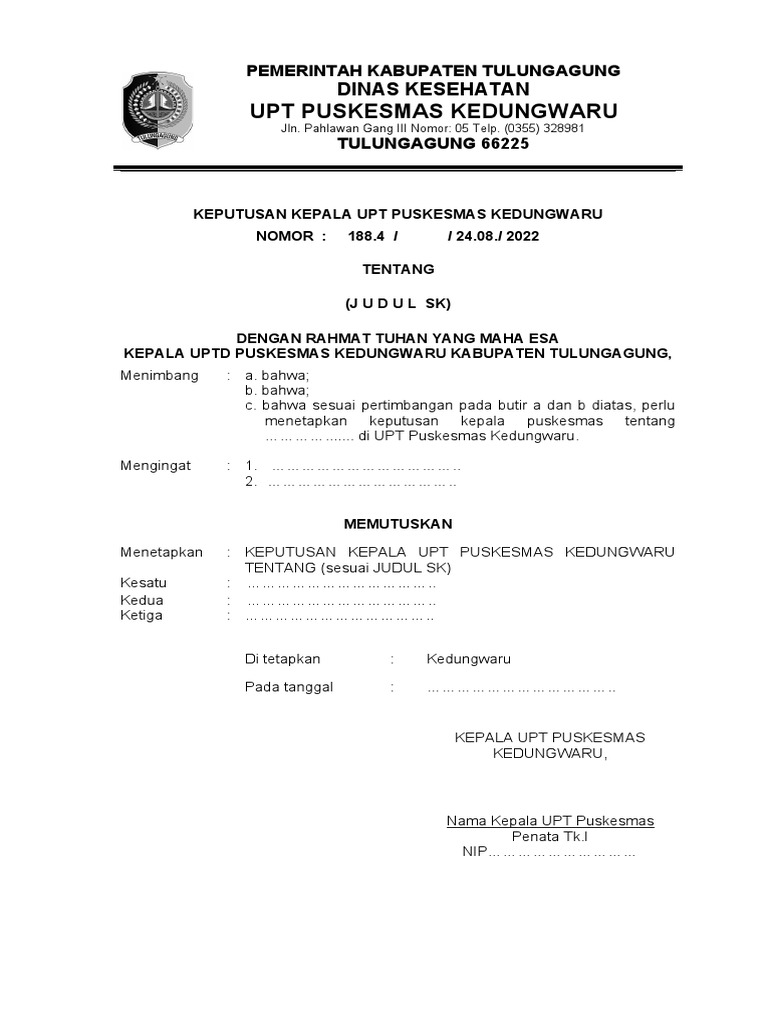 Contoh Format SK Akreditasi | PDF