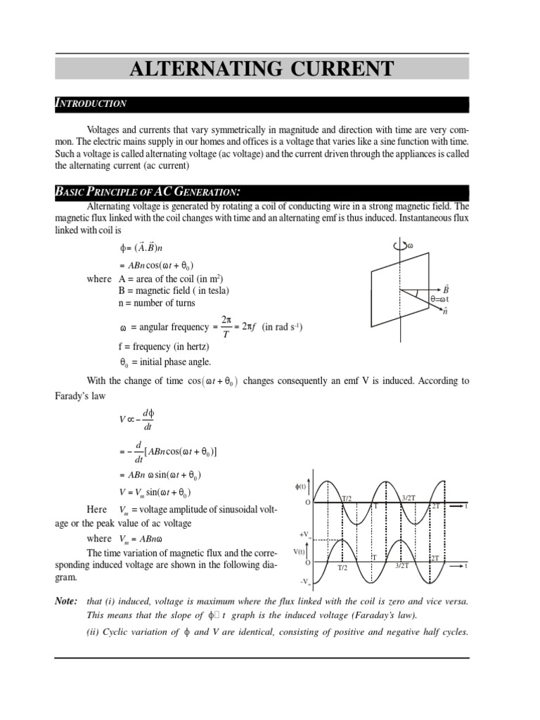 10 Alternating Current 01 Theory Download Free Pdf Capacitor