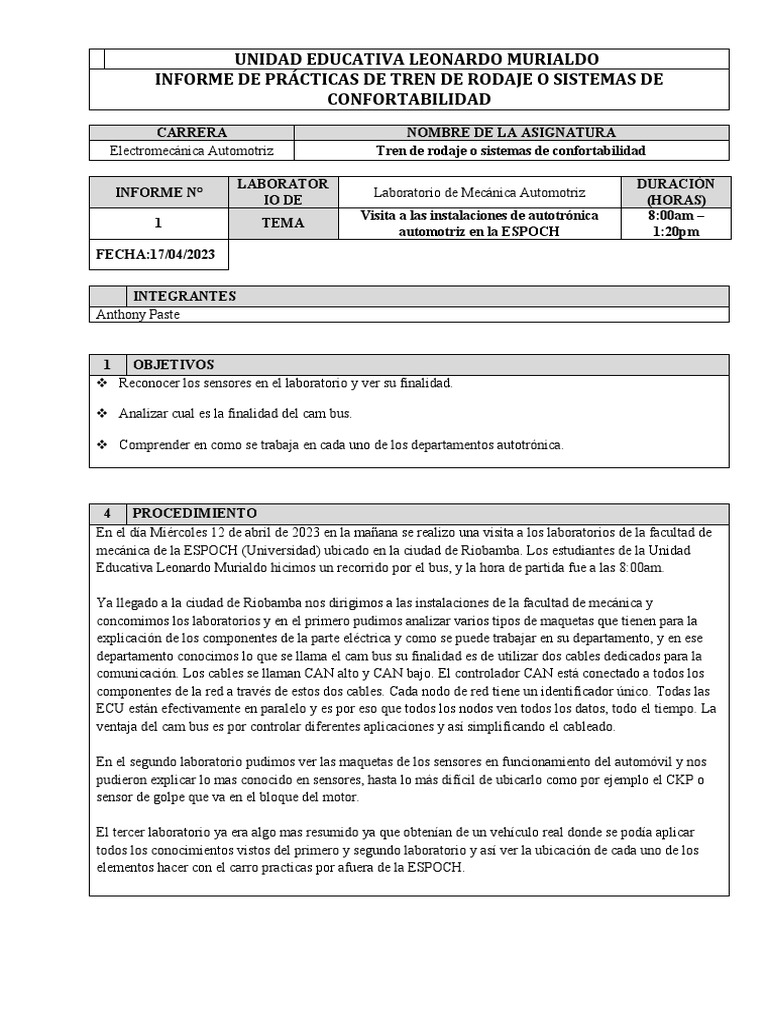 Guia Informe - Visita Tecnica | PDF | Laboratorios