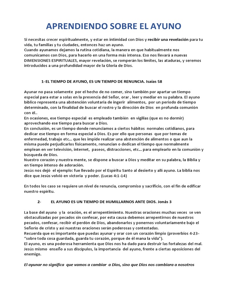 Aprendiendo Sobre El Ayuno | PDF | Oración | Rápido