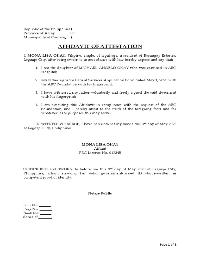Affidavit of Attestation | PDF