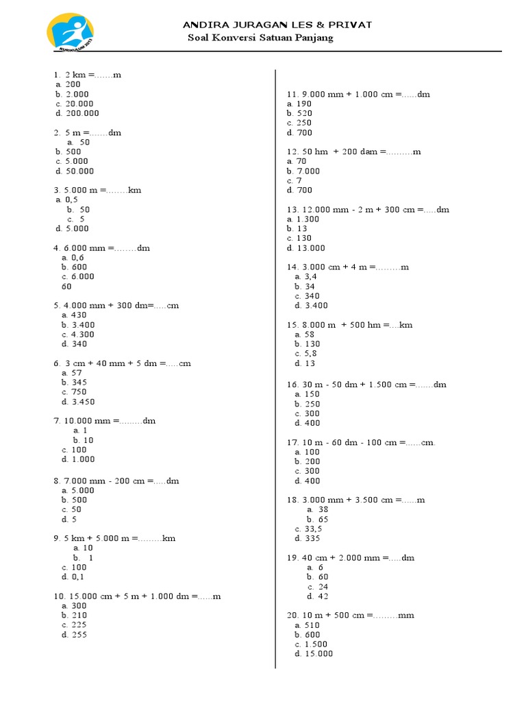 Soal Konversi Satuan Panjang | PDF