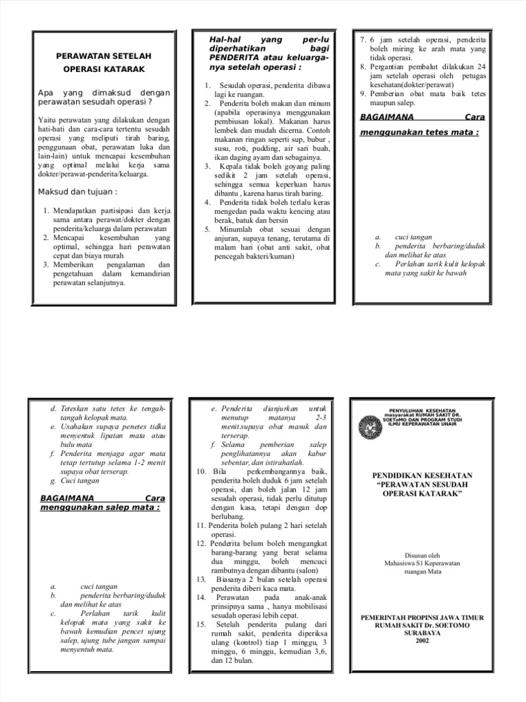 Fdokumen.com Post Op Katarak Leaflet | PDF