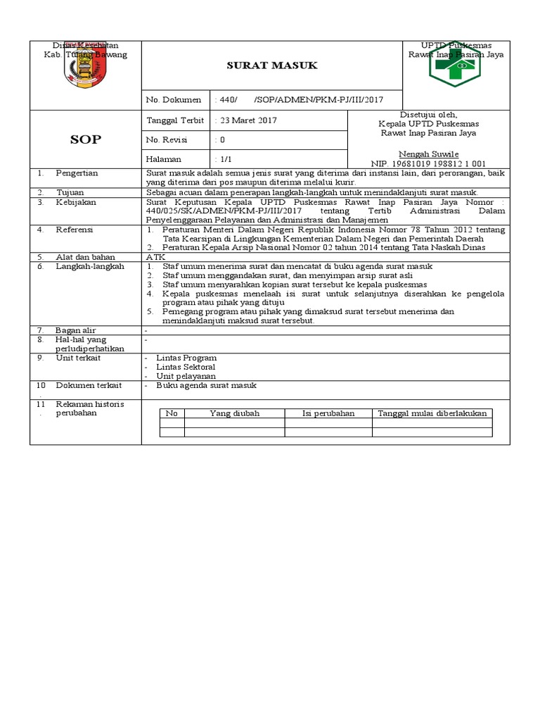 SOP - Surat Masuk | PDF