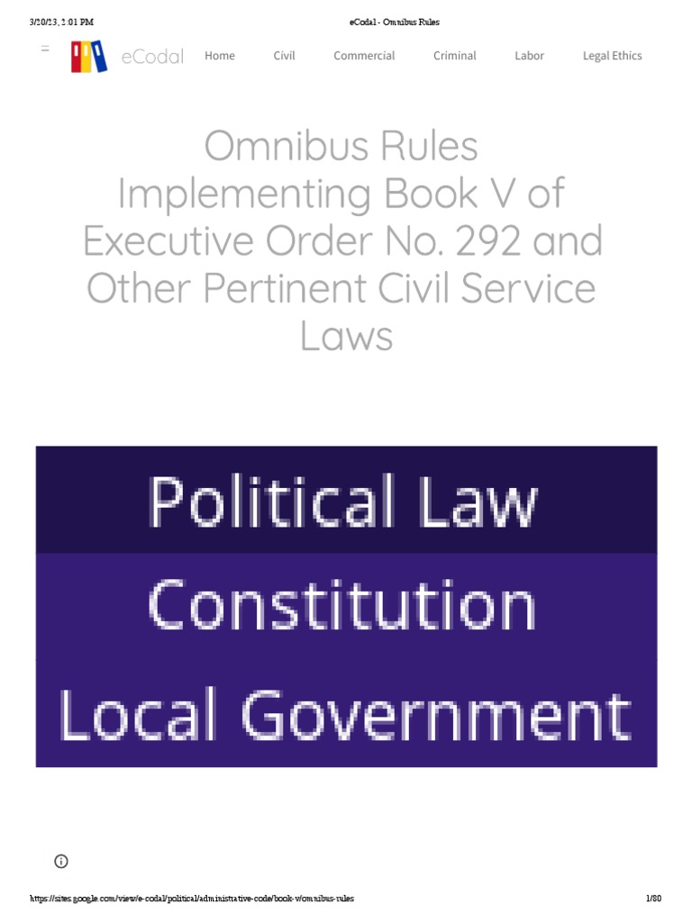 Omnibus Rules Implementing Book V of Eo292 | PDF | Employment | Parental Leave