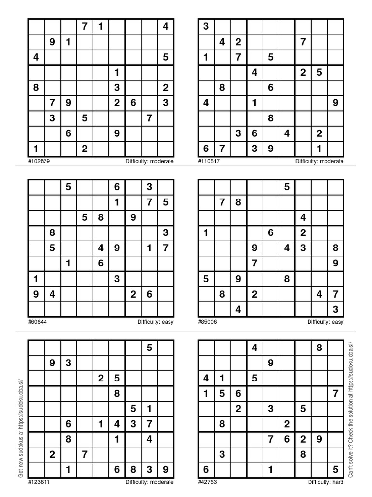 Sudoku - 20230314 (Easy, Moderate, Hard) | PDF | Logic Puzzles ...