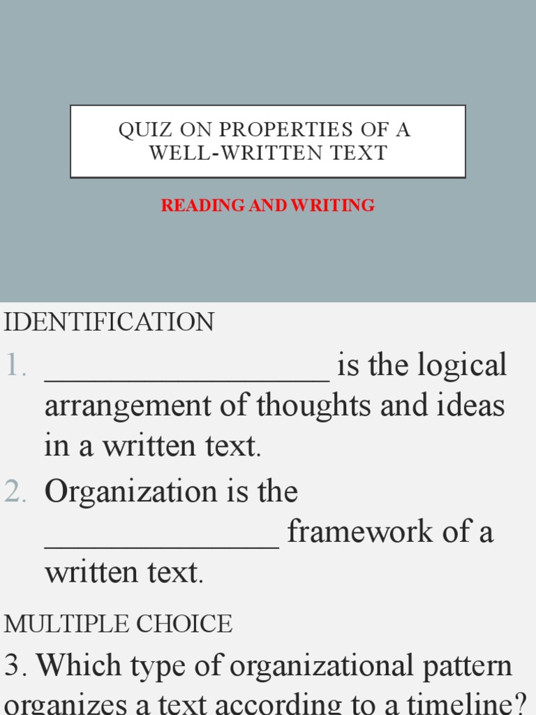 Quiz on Text Organization Patterns | PDF | Career & Growth | Art