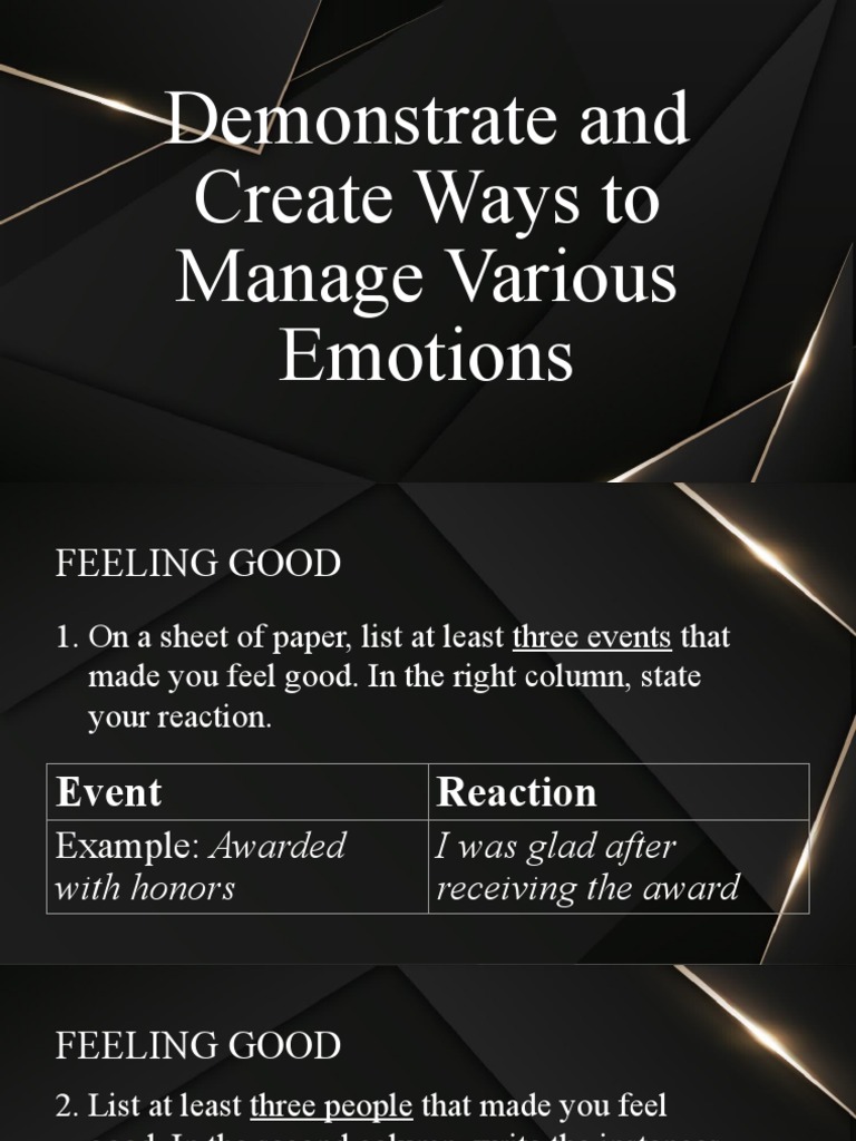 Lesson 15 Demonstrate and Create Ways To Manage Various Emotions | PDF ...