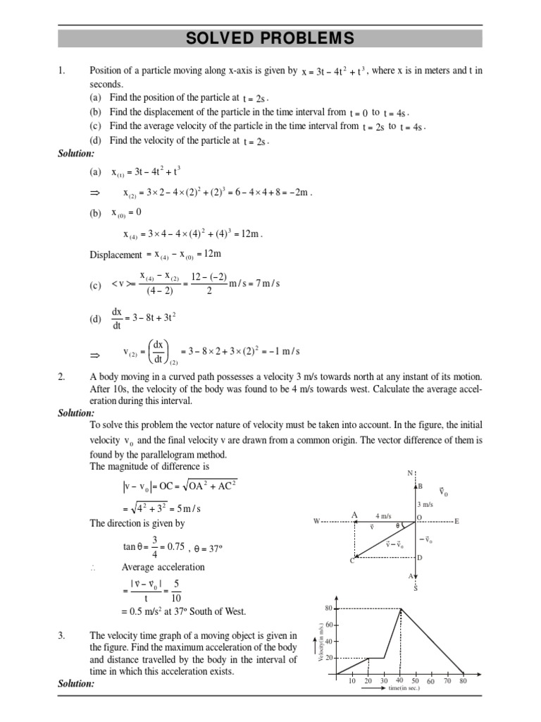 Kinematics-03-Subjective Solved | Download Free PDF | Acceleration | Applied And ...