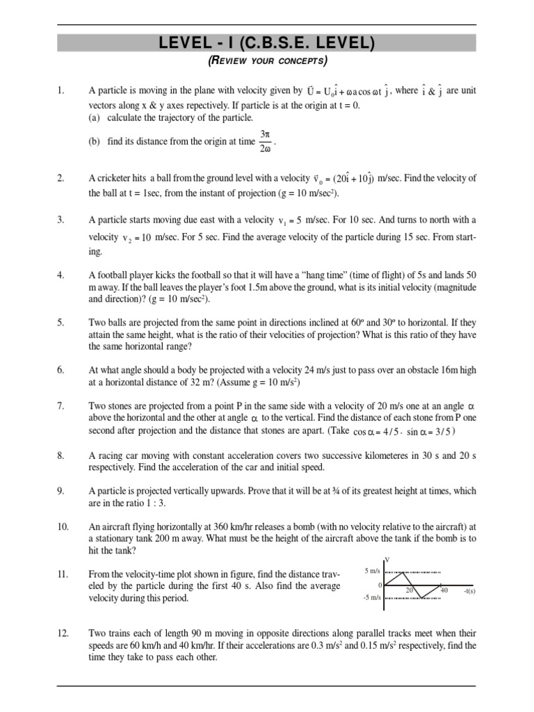 Kinematics-05-Subjective UnSolved Level-I | PDF | Acceleration | Speed