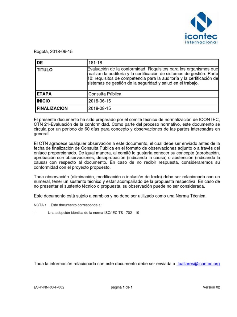 Iso 17021 10 Seguridad | PDF | Auditoría | Business