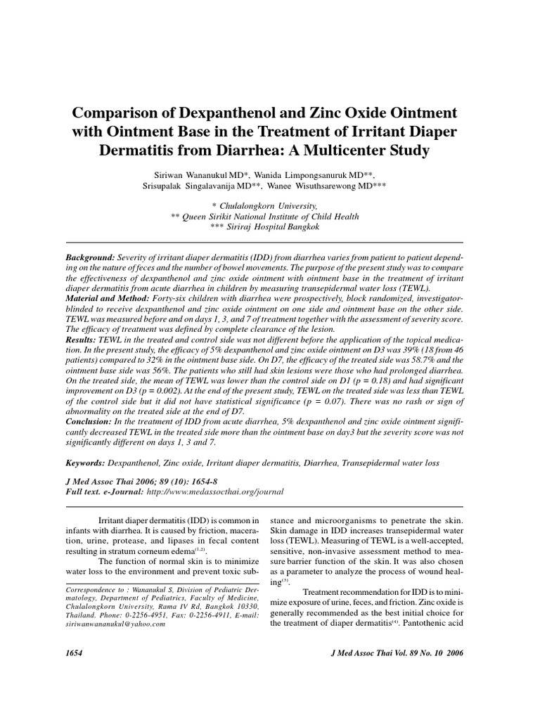 Dexpanthenol and Zinc Oxide | PDF | Medicine | Clinical Medicine